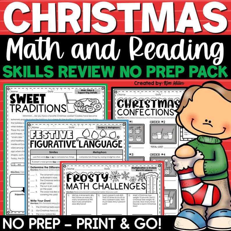 Christmas Activities Math Reading Comprehension Writing Worksheets ...