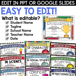 End of Year Academic Awards, Student Achievement Certificates for ...