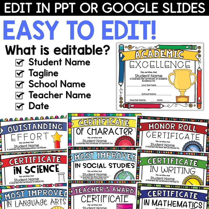 End of Year Academic Awards, Student Achievement Certificates for ...