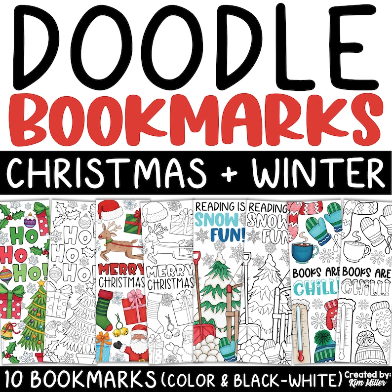 Christmas Winter Bookmark Coloring Activity | Student Gift, Reading ...