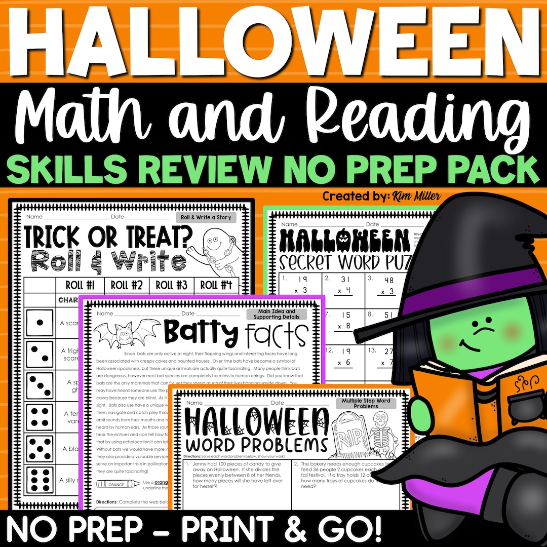 Halloween Activities Math Reading Writing Worksheets Printables, No ...