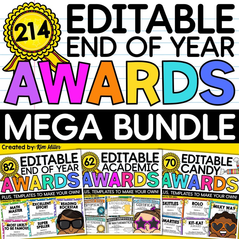 End of Year Student Awards Bundle | Editable Certificates for Classroom ...