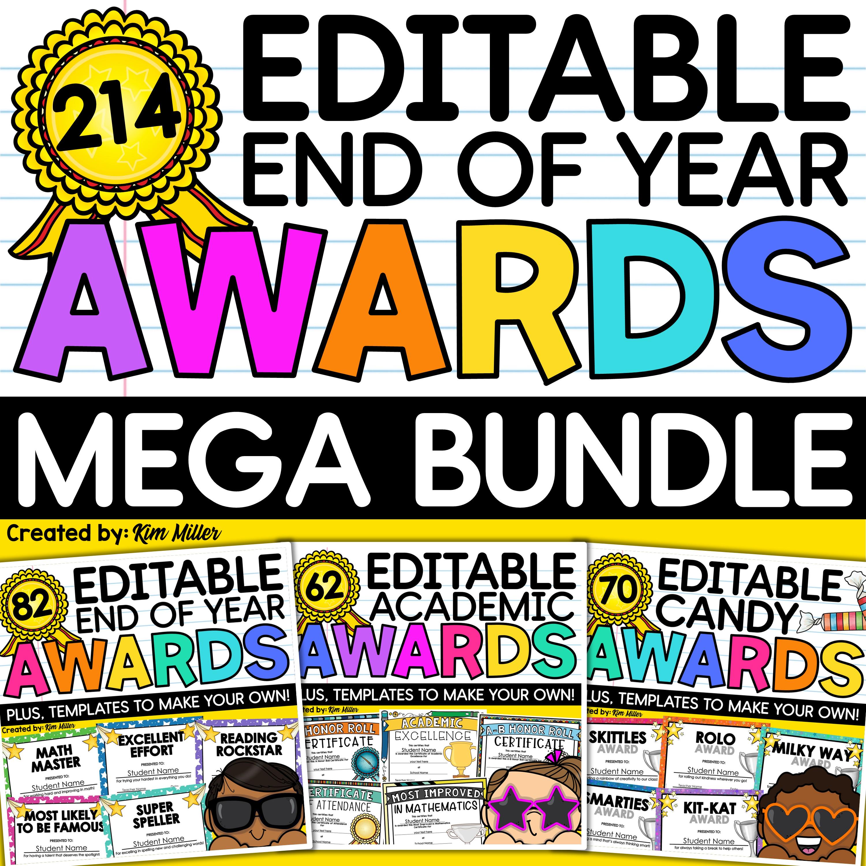 End of Year Student Awards Bundle | Editable Certificates for Classroom ...