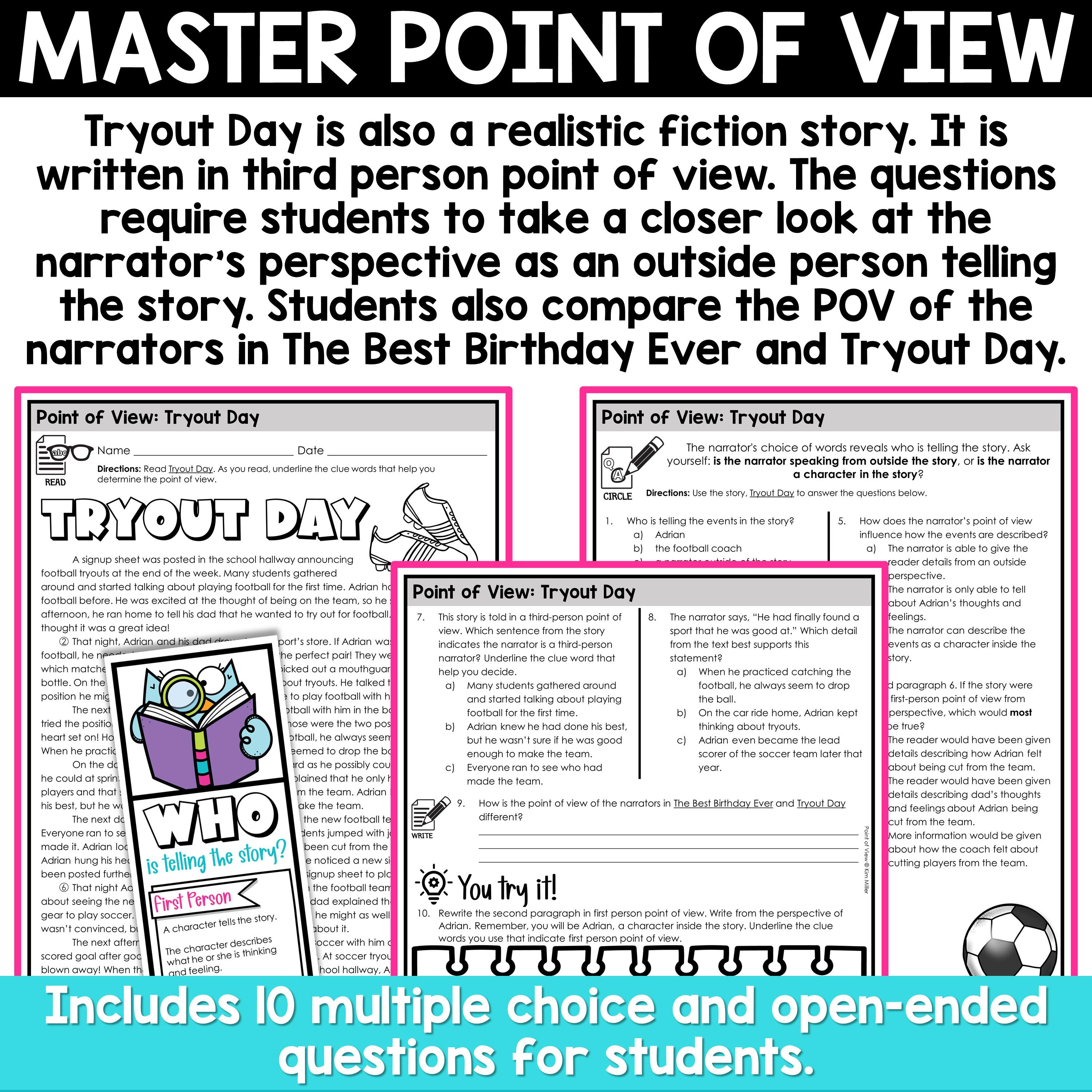 Point of View Worksheets Anchor Chart First Third Person Reading ...