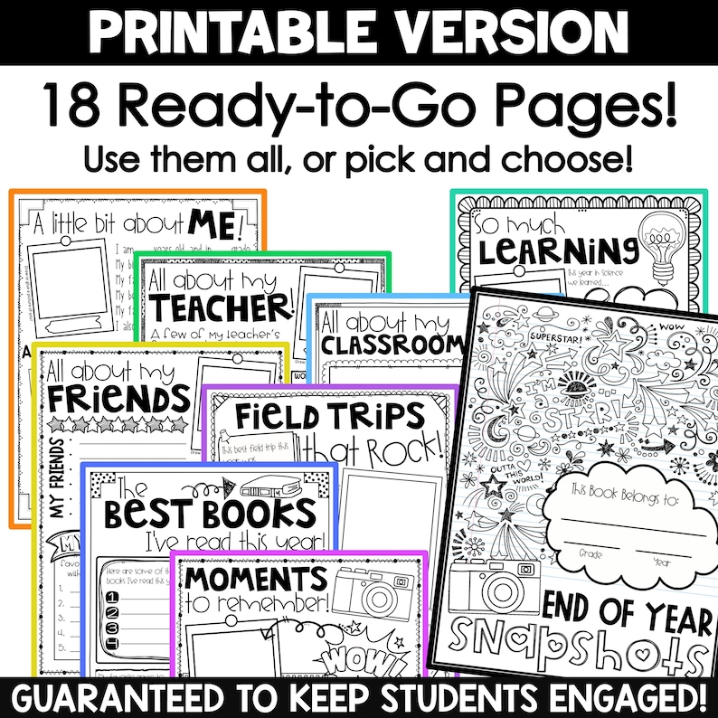 End of the Year Memory Keepsake Book 2nd 3rd 4th 5th Grade | Last Week ...