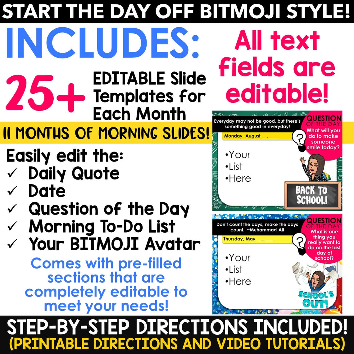 Morning Slides for Teachers Template, Morning Meeting Slides, Daily ...