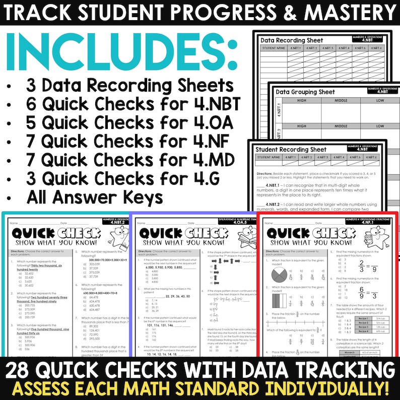 4th Grade Math Worksheet, 4th Grade Math Printable, Fourth Grade Math ...