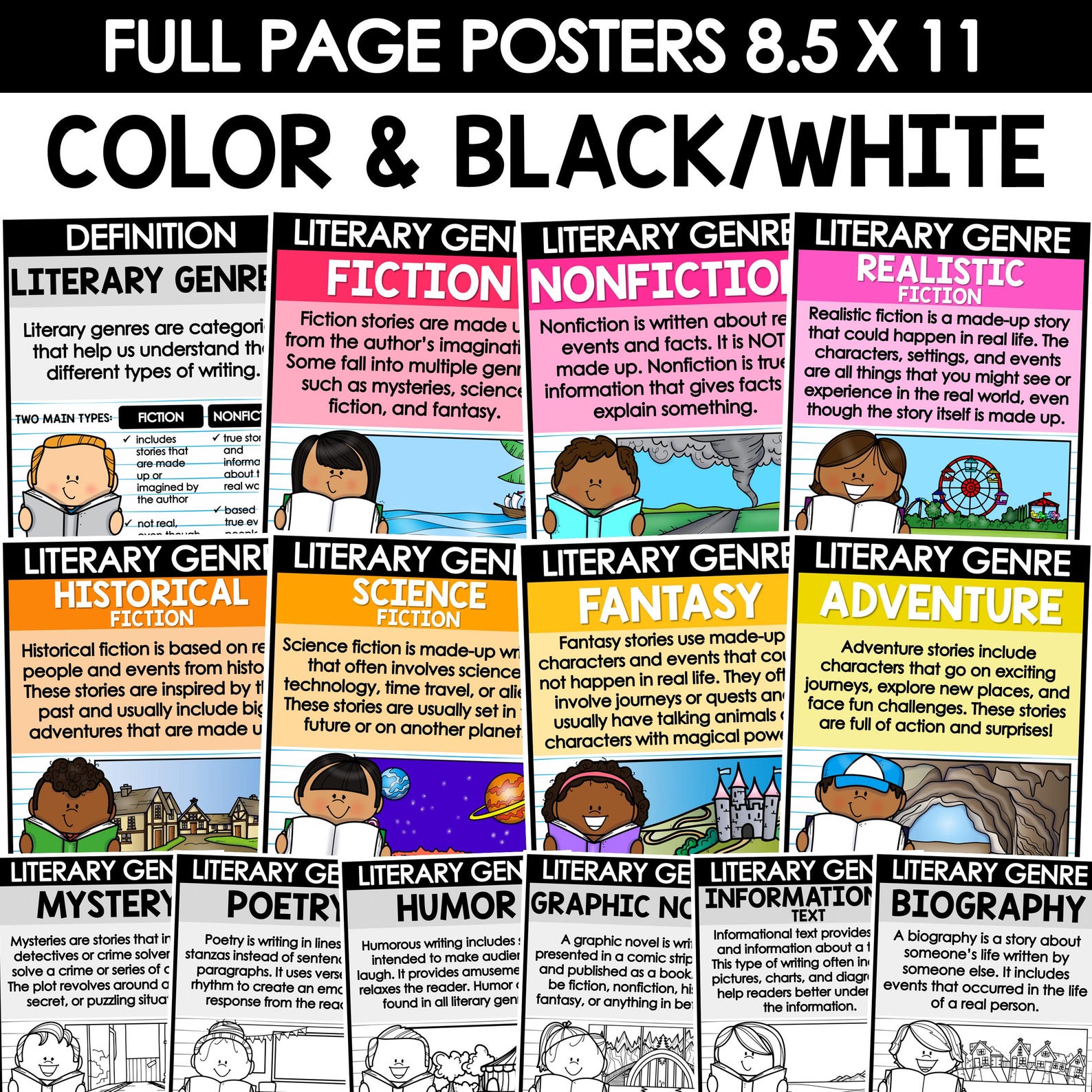 Reading Genre Posters With Classroom Library Labels | Genre Posters ...