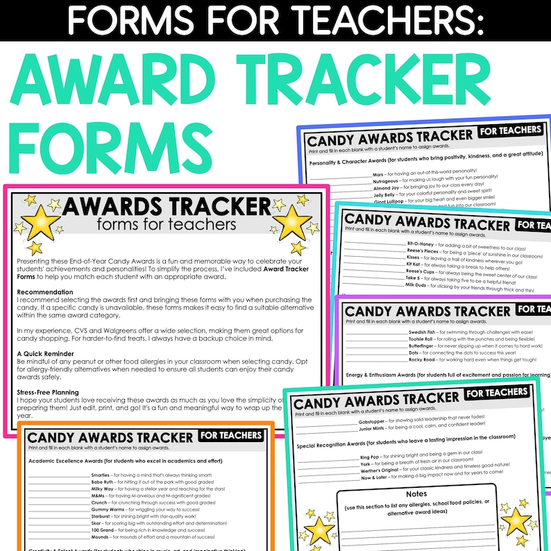 End of Year Candy Awards Ceremony, Editable Candy Bar Awards for ...