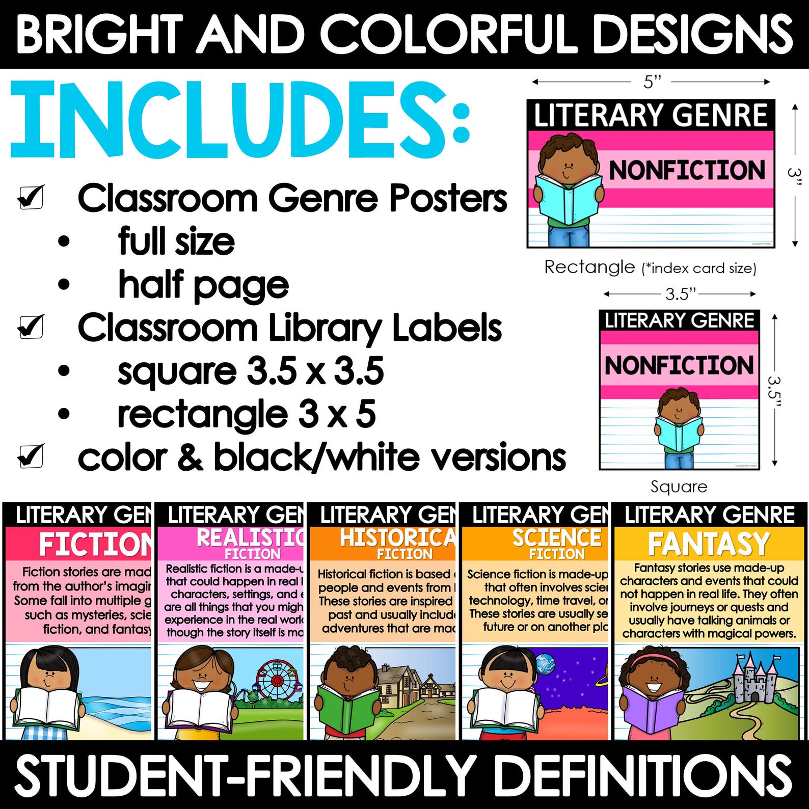 Reading Genre Posters With Classroom Library Labels | Genre Posters ...