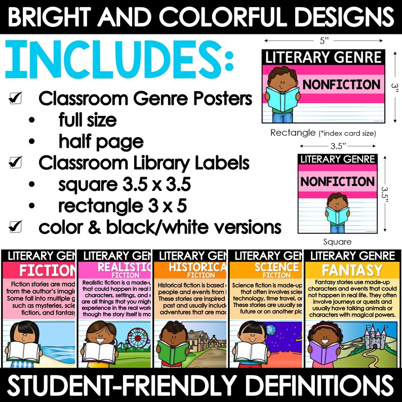 Reading Genre Posters With Classroom Library Labels | Genre Posters ...