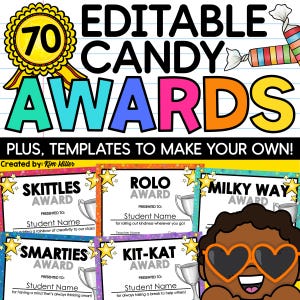 End of Year Candy Awards Ceremony, Editable Candy Bar Awards for ...