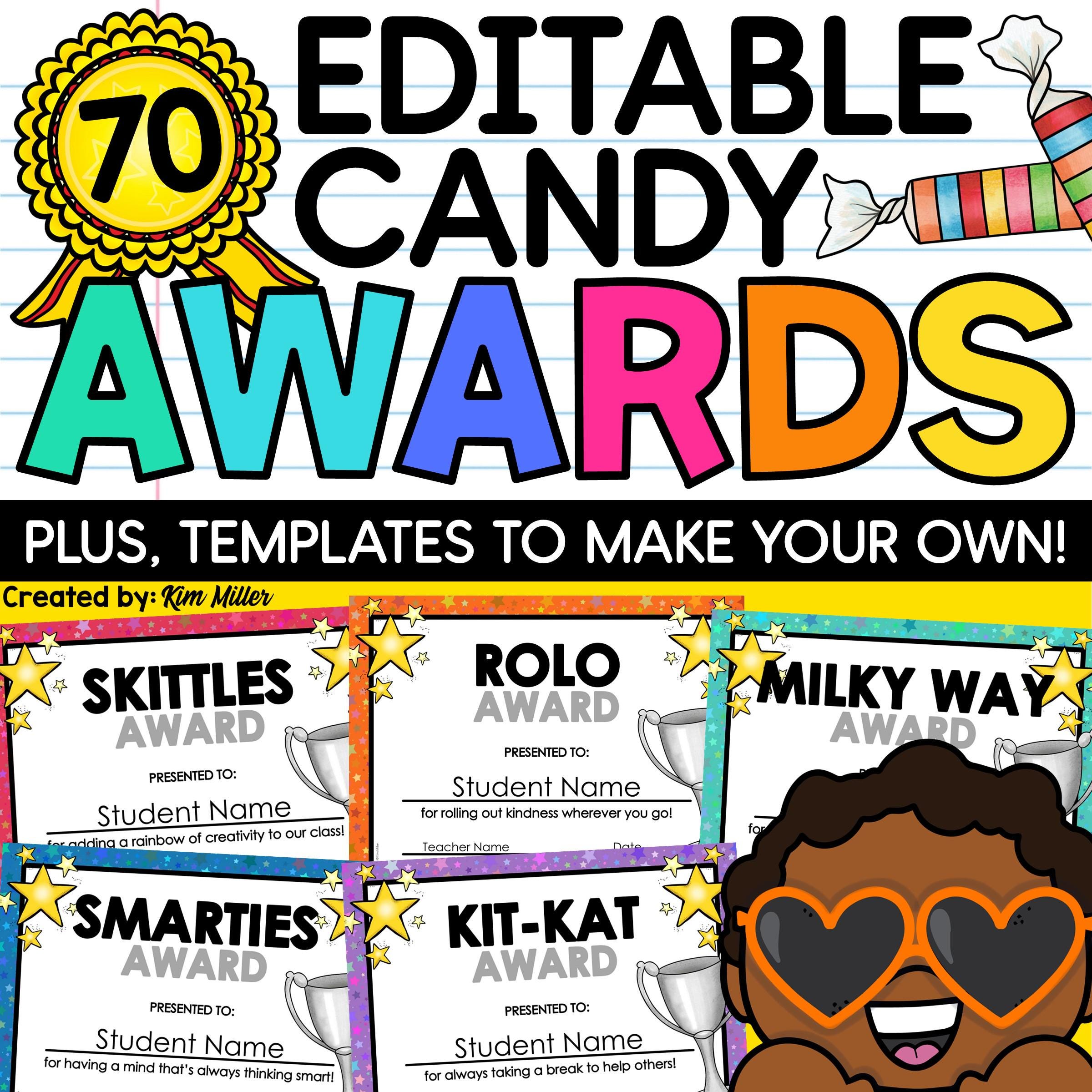 End of Year Candy Awards Ceremony, Editable Candy Bar Awards for ...