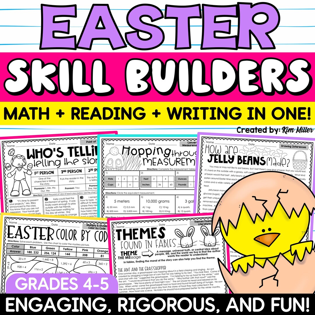 Easter Activities Math Reading Writing Worksheets Printables, No Prep ...
