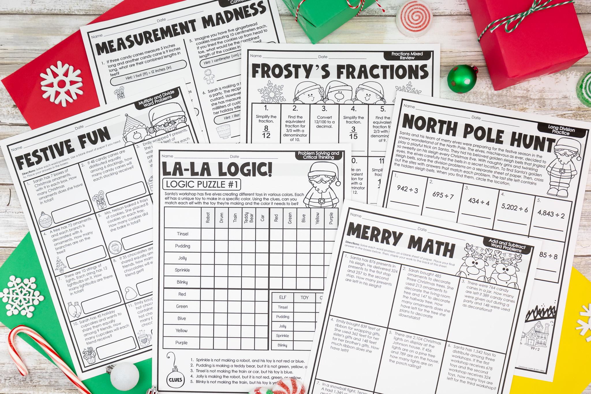 Christmas Math Activities Worksheets Printables, No Prep Activities ...