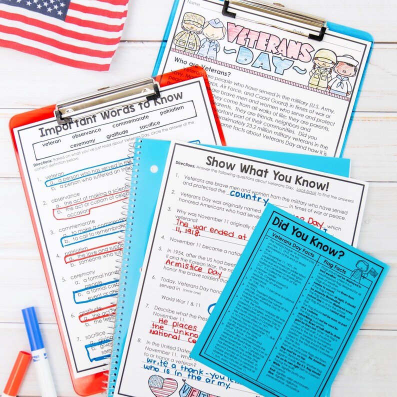 Veterans Day Reading Comprehension and Writing Prompts for Grades 3-5 ...