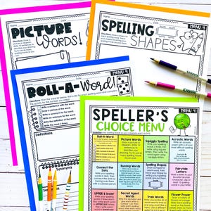 Spelling Word Work 3rd 4th 5th Grade Spelling Practice Activities ...