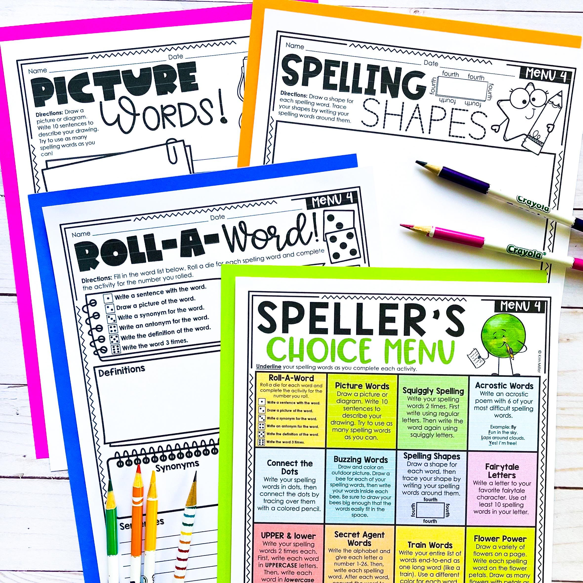 Spelling Word Work 3rd 4th 5th Grade Spelling Practice Activities ...
