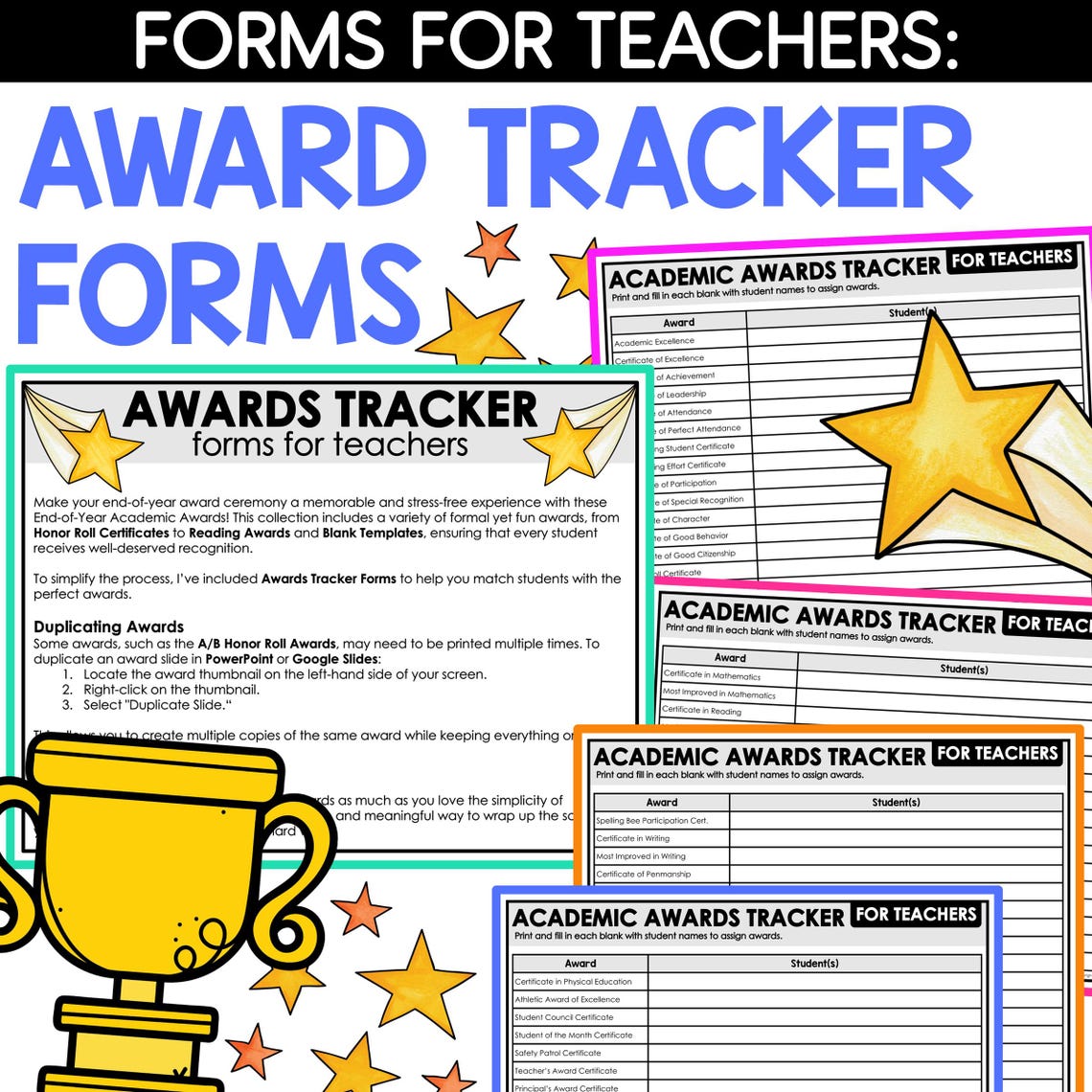 End of Year Academic Awards, Student Achievement Certificates for ...