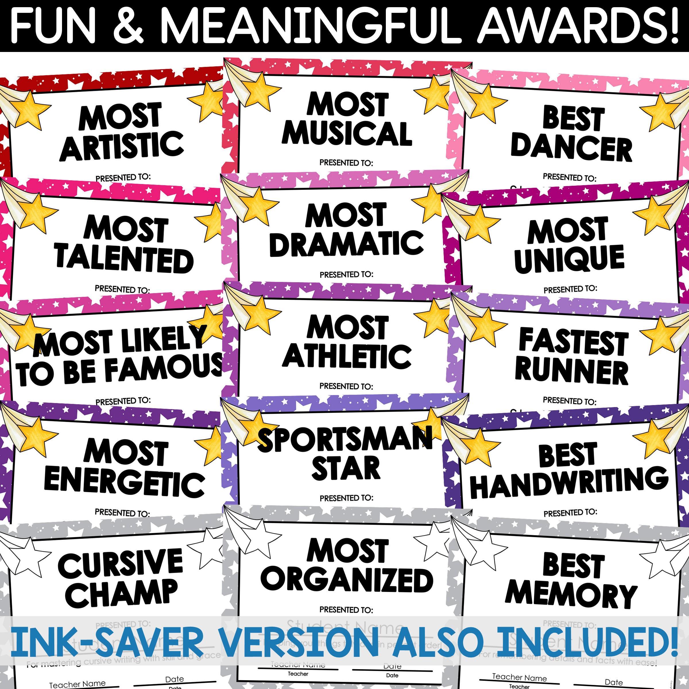 End of Year Awards Ceremony, Editable Superlative Awards for Teachers ...