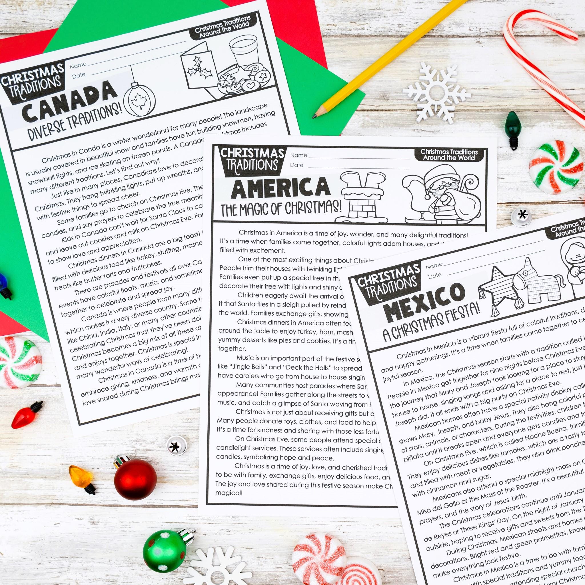 Christmas Around the World Reading Passages, 4th 5th Grade Reading ...