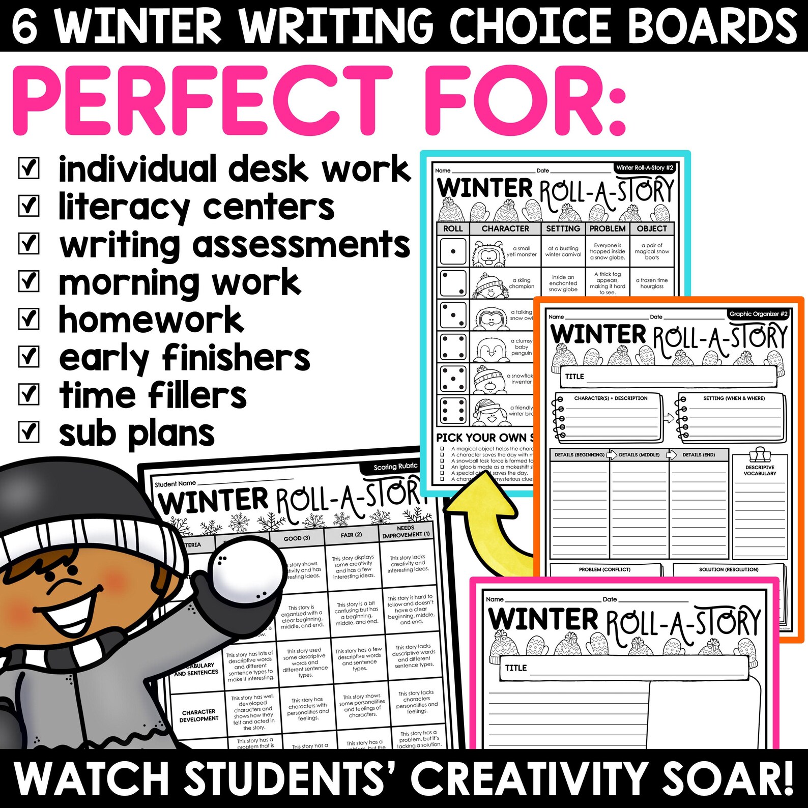Winter Writing Prompts for Kids Creative Writing Prompts Worksheets ...