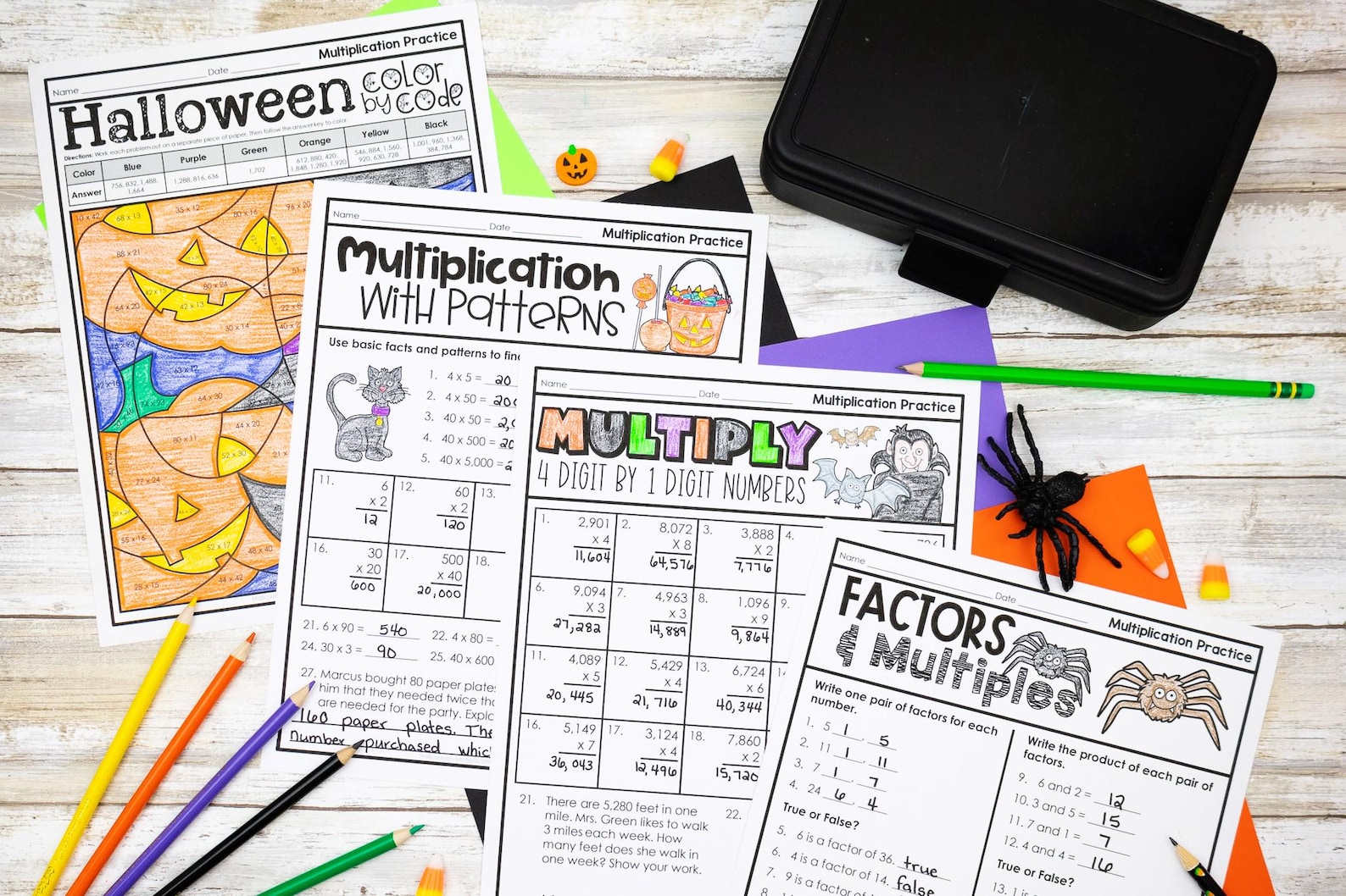 Halloween Activities Multiplication Practice Sheets Fall Math ...