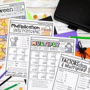 Halloween Activities Multiplication Practice Sheets Fall Math ...