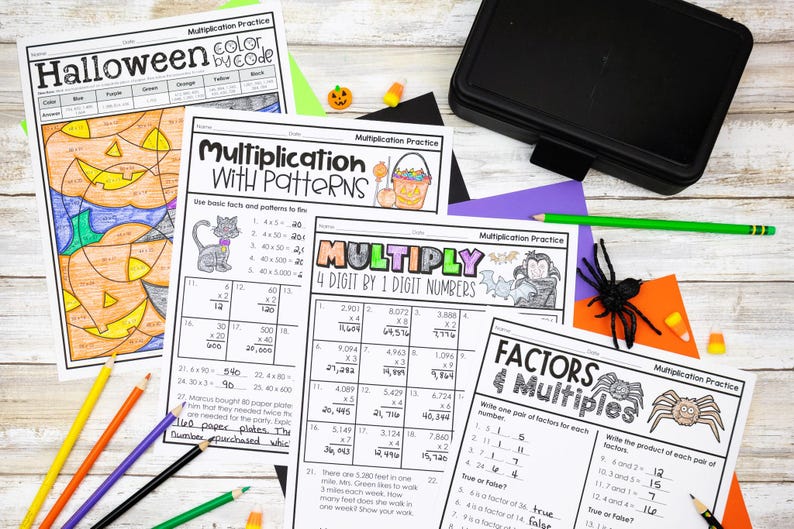 Halloween Activities Multiplication Practice Sheets Fall Math ...