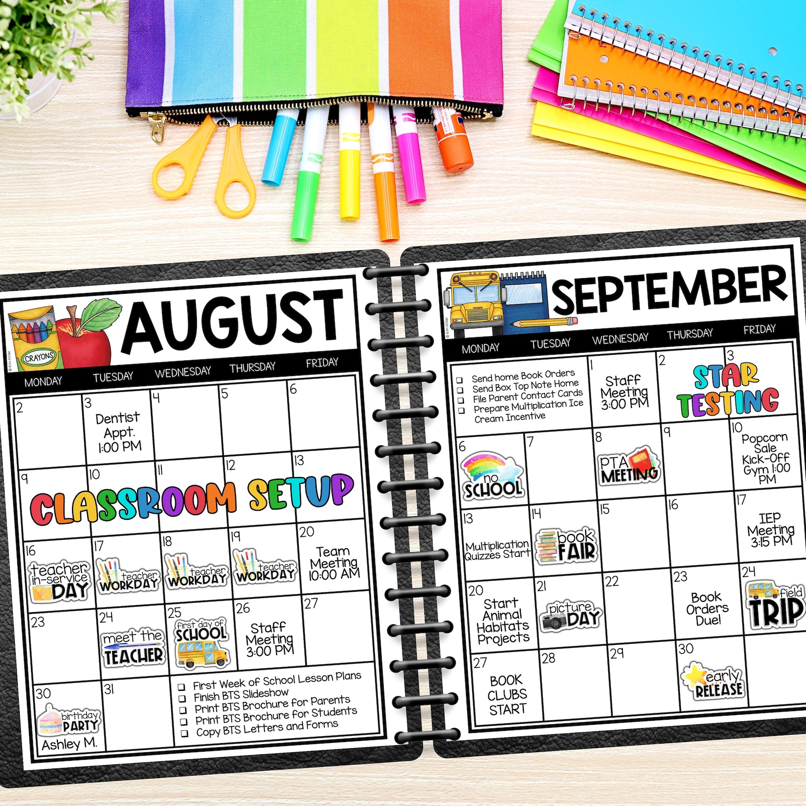 Teacher Calendar 2025-2026 | EDITABLE Monthly Calendar Templates ...