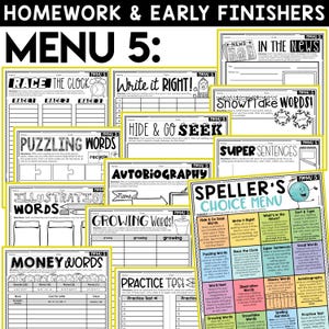 Spelling Word Work 3rd 4th 5th Grade Spelling Practice Activities ...