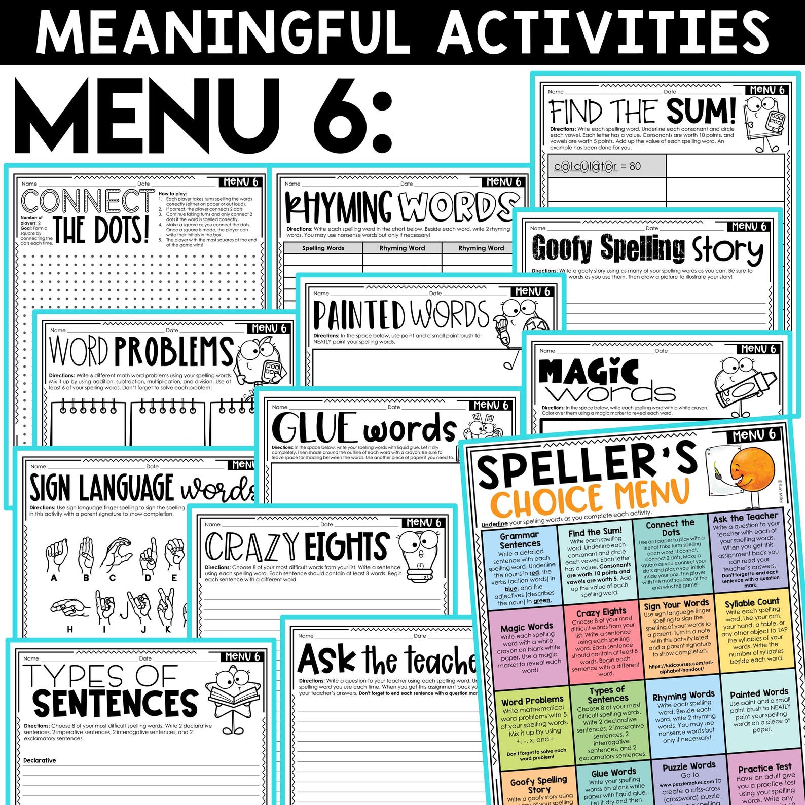 Spelling Word Work 3rd 4th 5th Grade Spelling Practice Activities ...