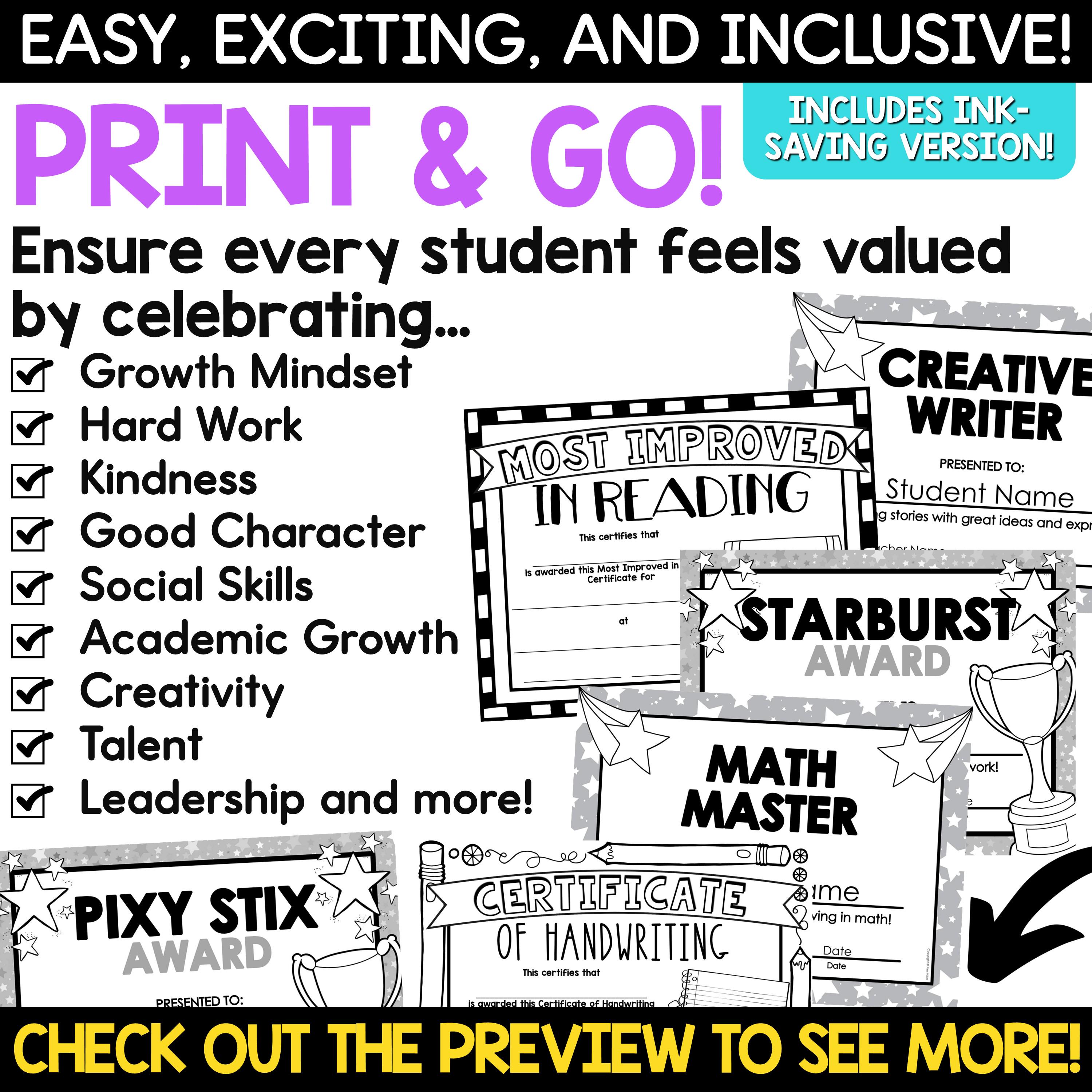 End of Year Student Awards Bundle | Editable Certificates for Classroom ...
