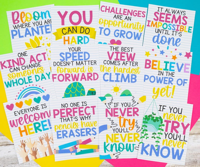 Motivational Posters for Classroom | Bright Decor Rainbow Classroom ...