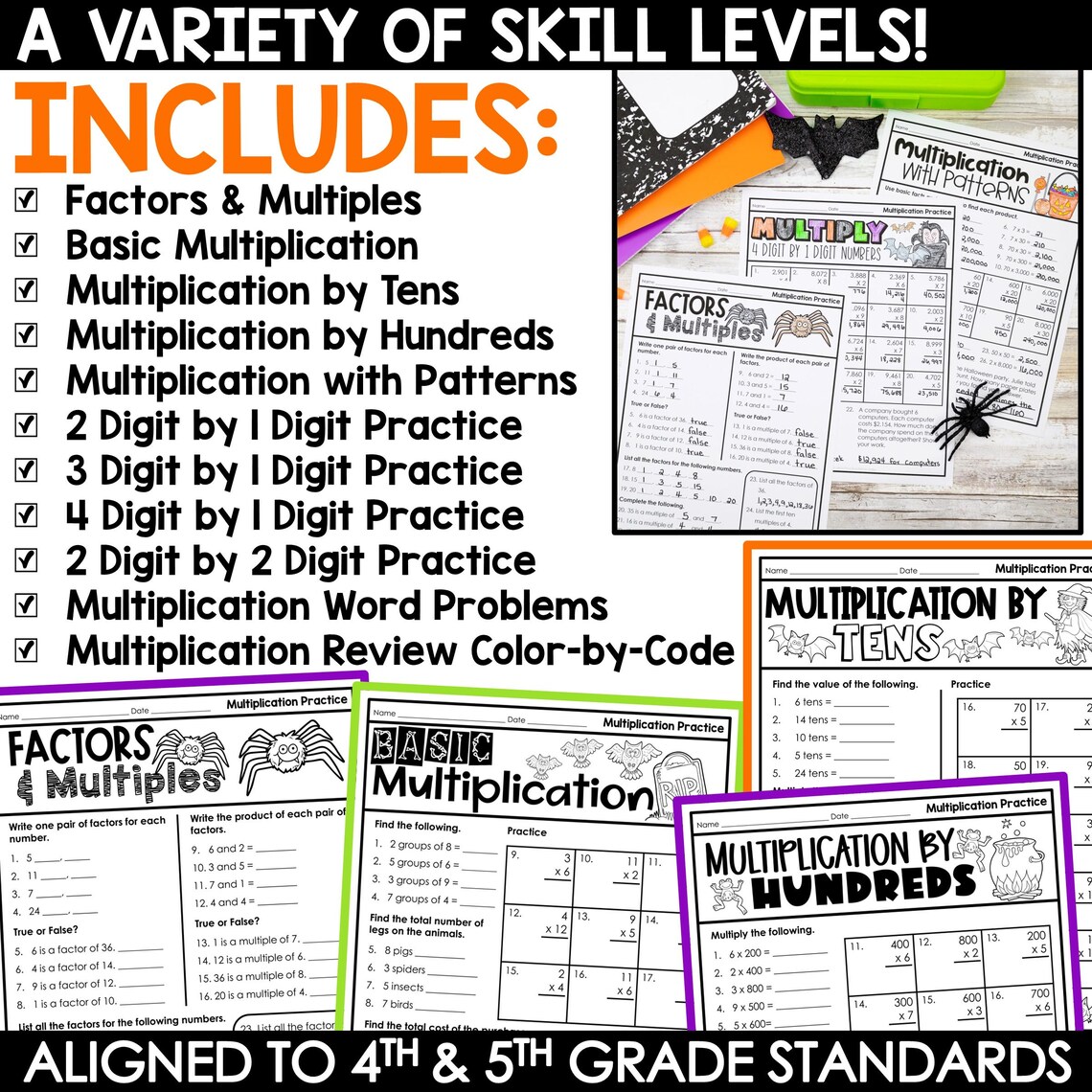 Halloween Activities Multiplication Practice Sheets Fall Math ...