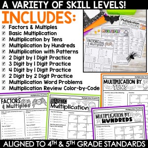 Halloween Activities Multiplication Practice Sheets Fall Math ...