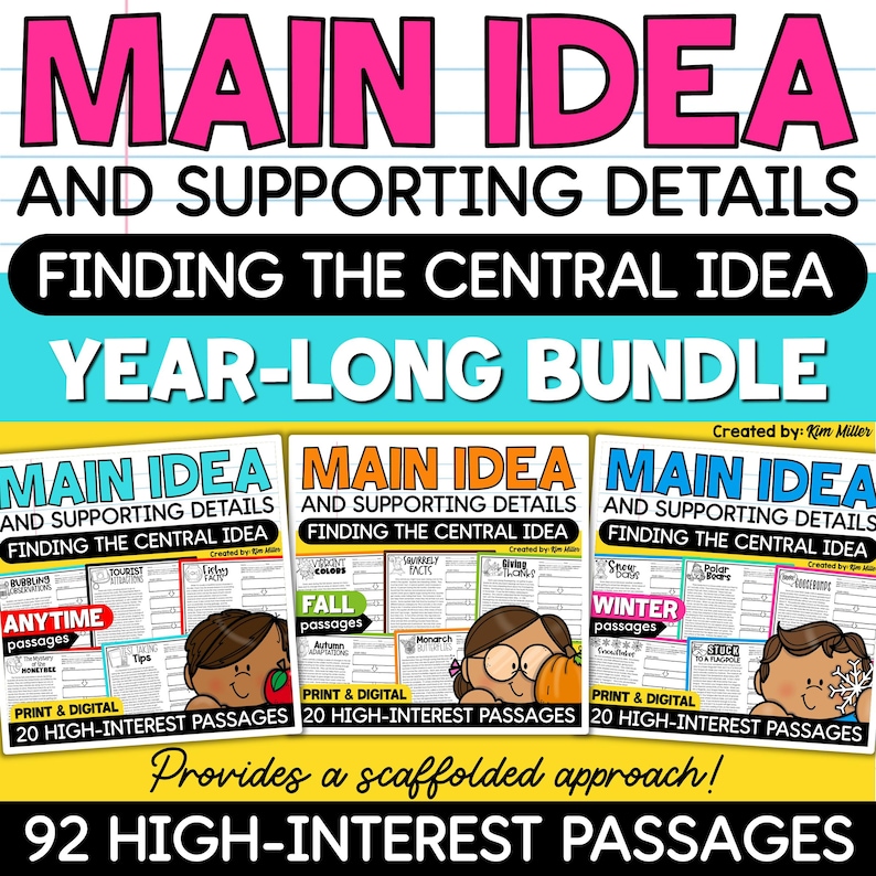 Main Idea and Supporting Details Worksheets Graphic Organizer Central ...