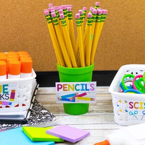 Classroom Supply Labels | Bright Decor Rainbow Classroom Decor ...