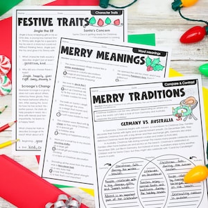 Christmas Worksheets Printable Packet | Math Reading Writing for 4th & 5th Grade | Christmas ...