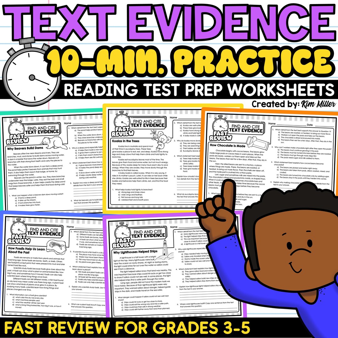 Text Evidence Passages for 3rd 4th 5th Grade | Reading ELA Test Prep ...