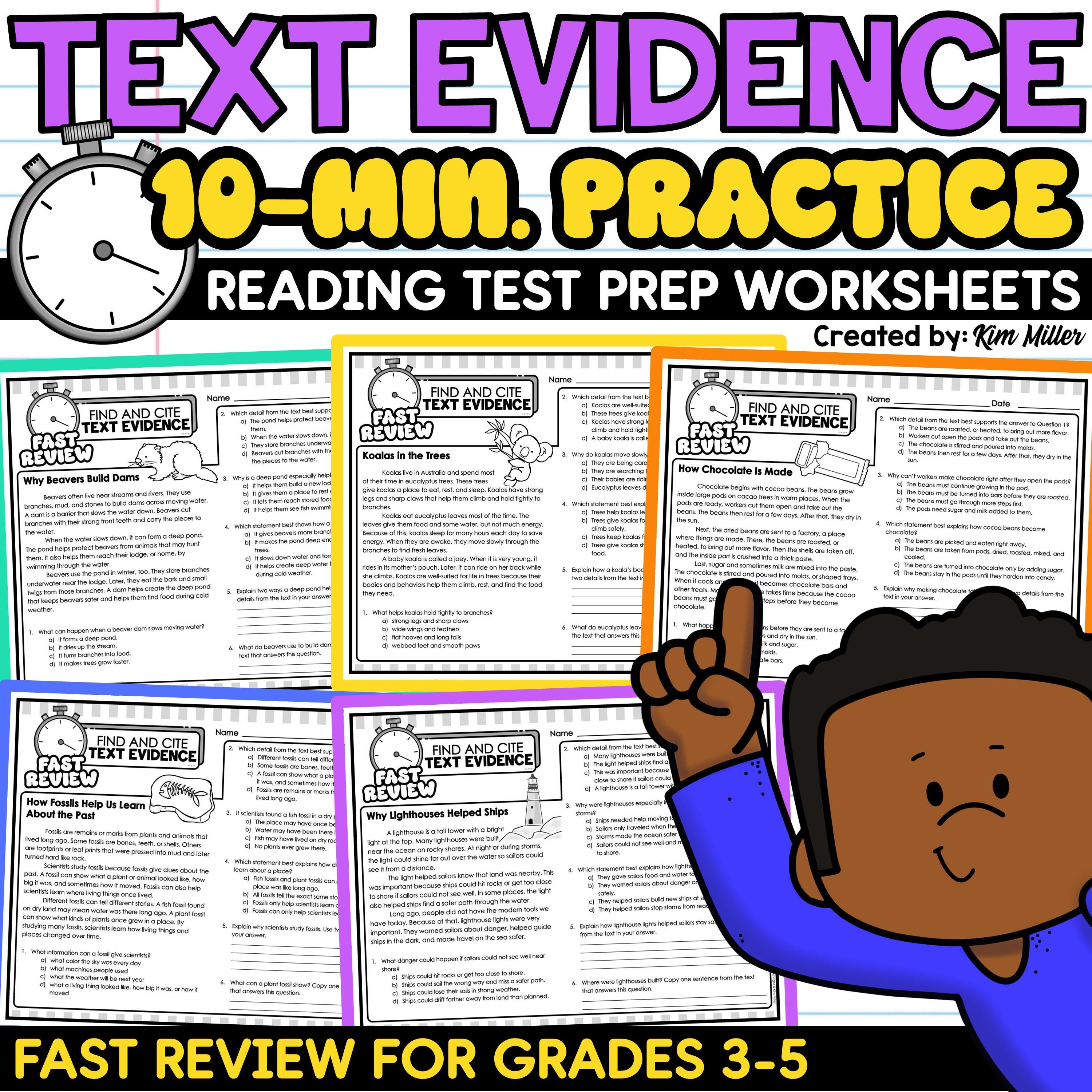 Text Evidence Passages for 3rd 4th 5th Grade | Reading ELA Test Prep ...