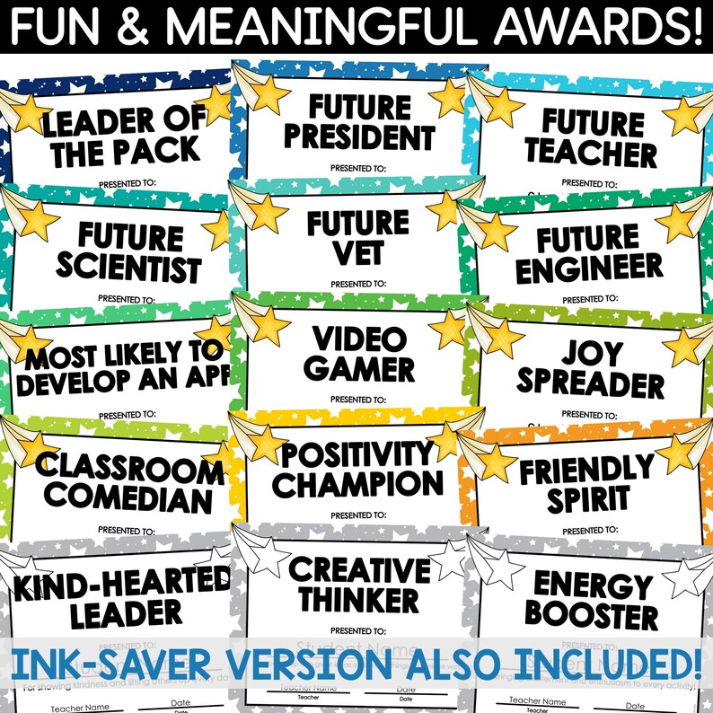 End of Year Awards Ceremony, Editable Superlative Awards for Teachers ...