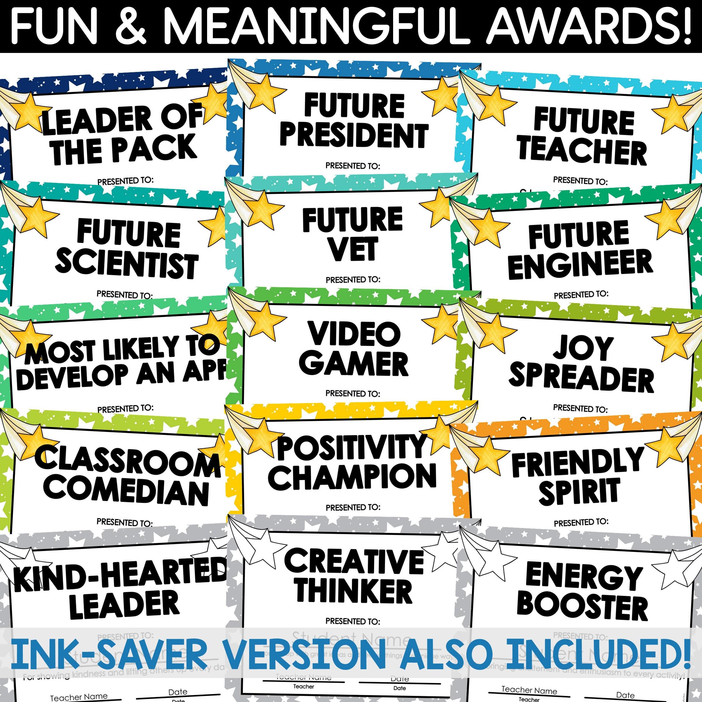 End of Year Awards Ceremony, Editable Superlative Awards for Teachers ...