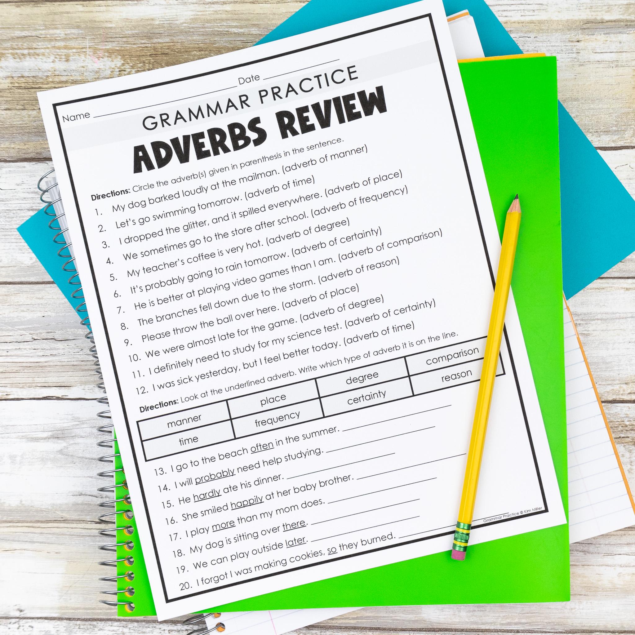 Parts of Speech Printable Worksheets, English Grammar Printable ...