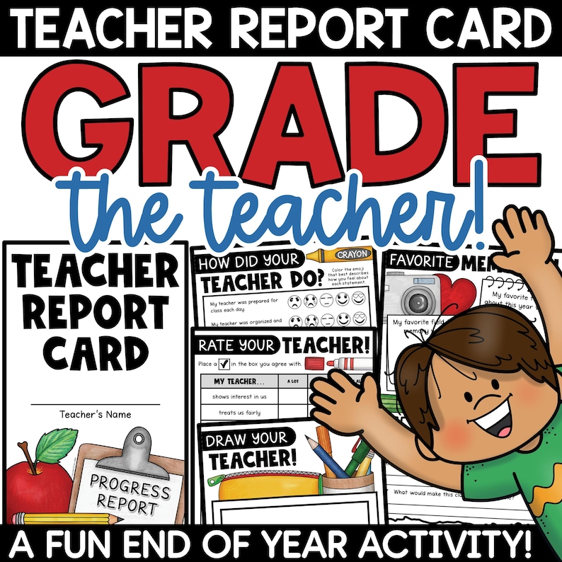 Fun End of Year Activities | Grade the Teacher Report Card | Last Week ...