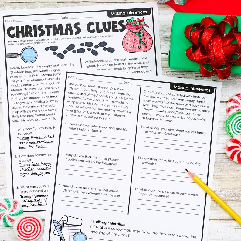 Christmas Worksheets Printable Packet | Math Reading Writing for 4th ...