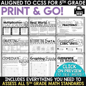 5th Grade Math Review Summer Math Worksheet, 5th Grade Math Printable ...