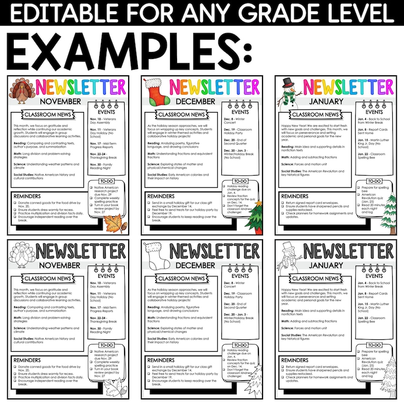 Editable Teacher Newsletter Templates for Parent Communication, School ...