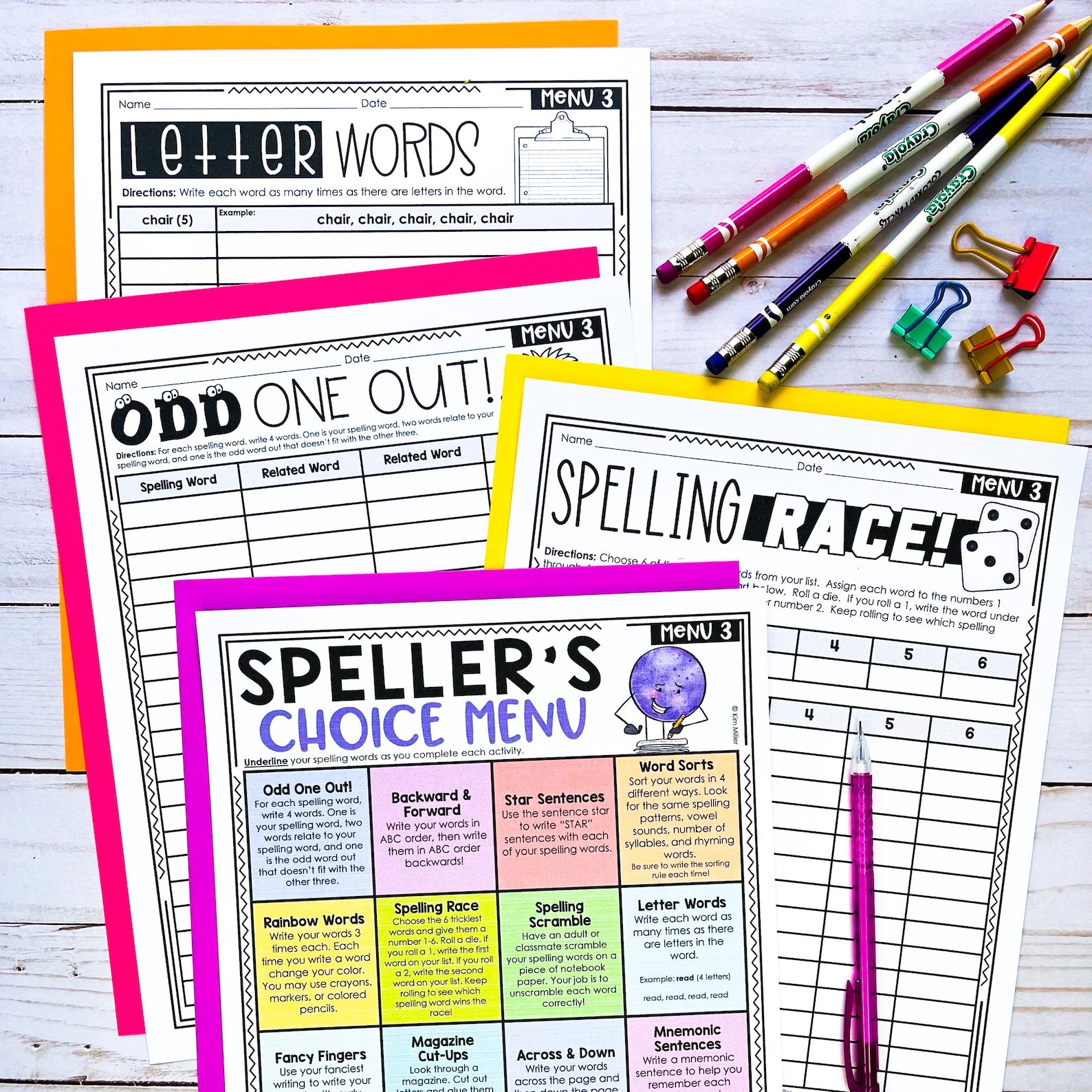 Spelling Word Work 3rd 4th 5th Grade Spelling Practice Activities ...