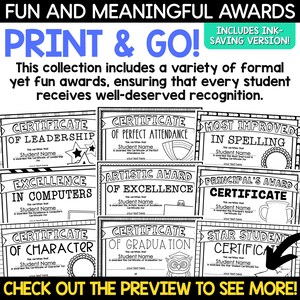 End of Year Academic Awards, Student Achievement Certificates for ...